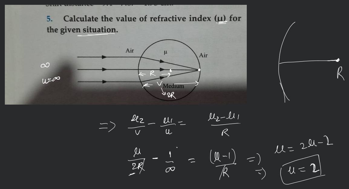 Illustration 19.Calculate the value of refractive index (mu) for the giv..