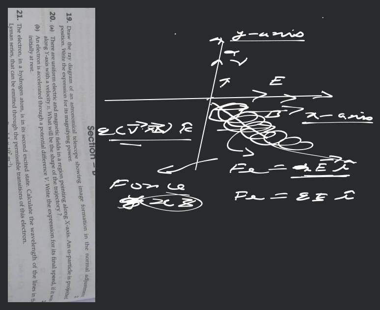 19. Draw the ray diagram of an astronomical telescope showing image forma..
