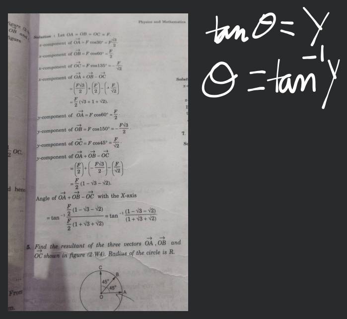 Physics and MathematicsAngle of OA+OB−OC with the X-axis=tan−12F (1+3