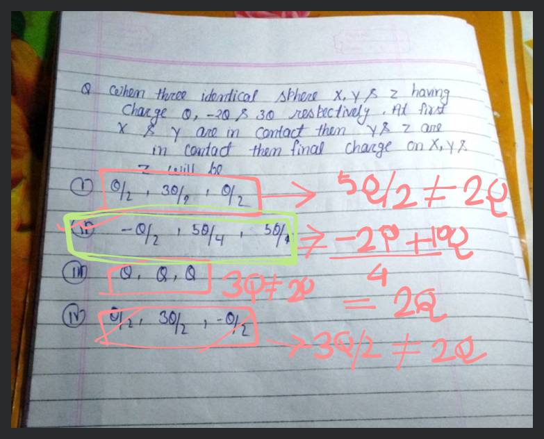 Q Cohen three identical sphere x, y s z having charge \theta,-2 \theta