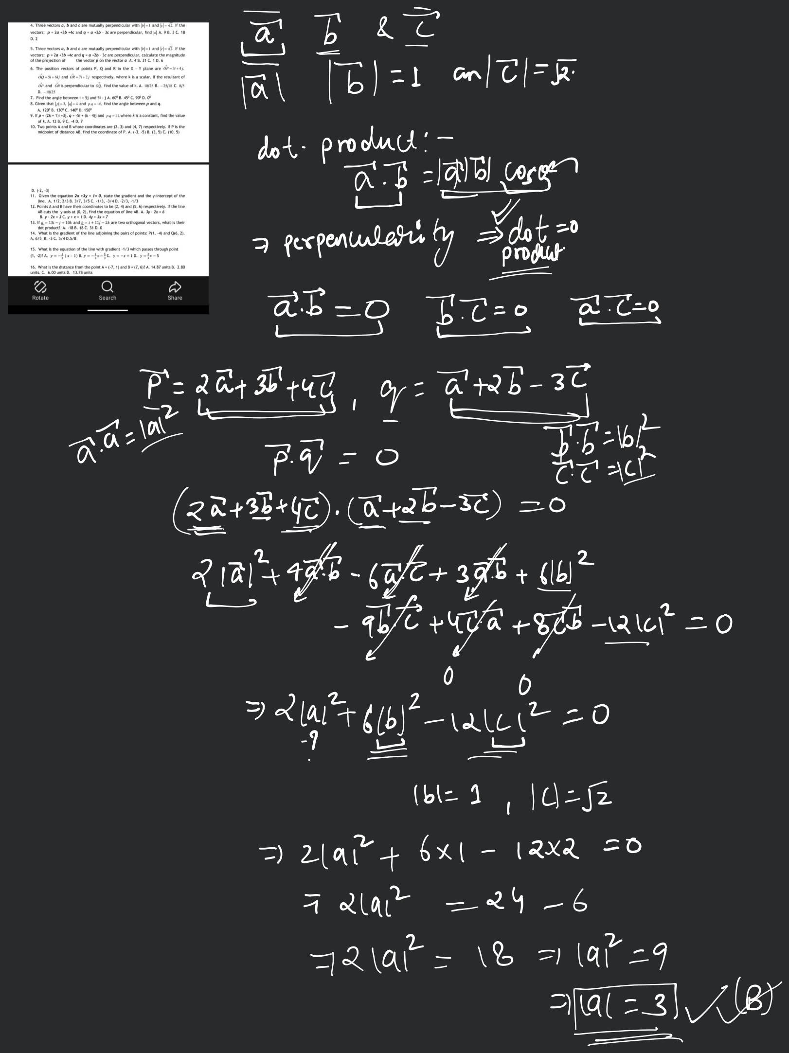 Three vectors a, b and c are mutually perpendicular with |b|=1 and |c|=\s..