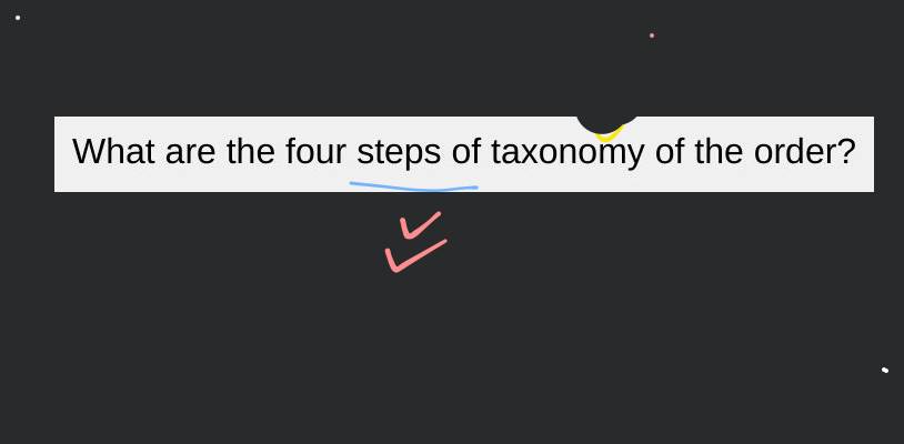 What are the four steps of taxonomy of the order? | Filo