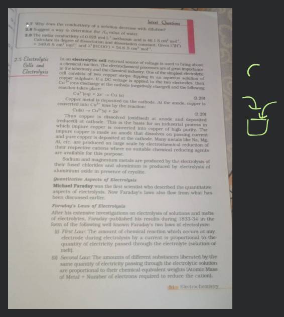 Intext Questions 27 Why Does The Conductivity Of A Solution Decrease Wit 8589