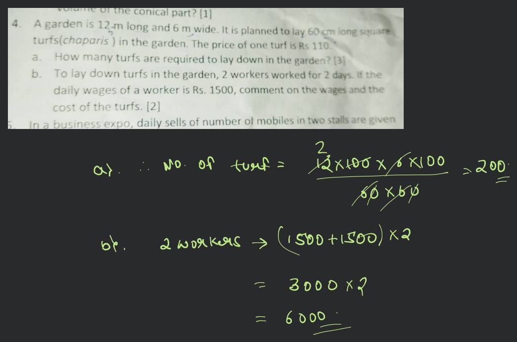 A garden is 12 m long and 6 m wide. It is planned to lay 60 cm long squar..