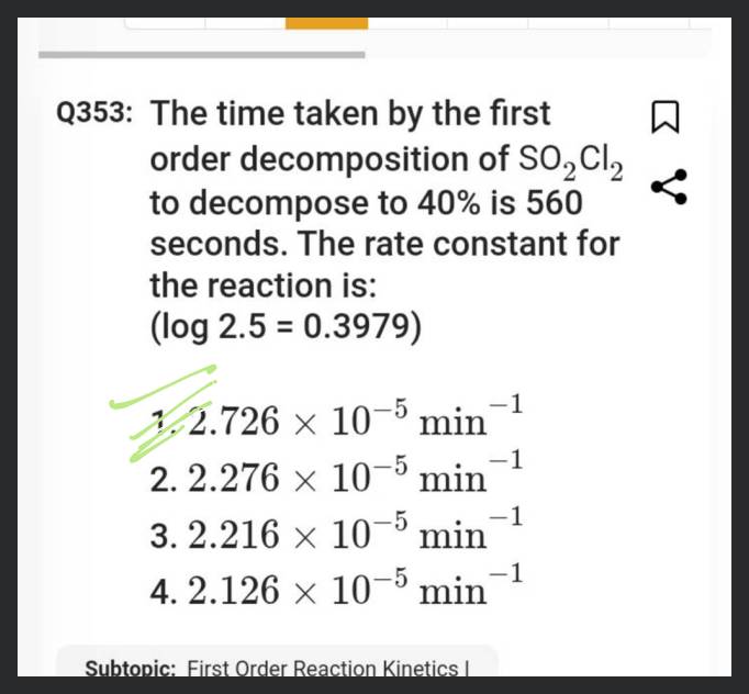 The time taken by the first order decomposition of \mathrm{SO}{2} \mathrm..