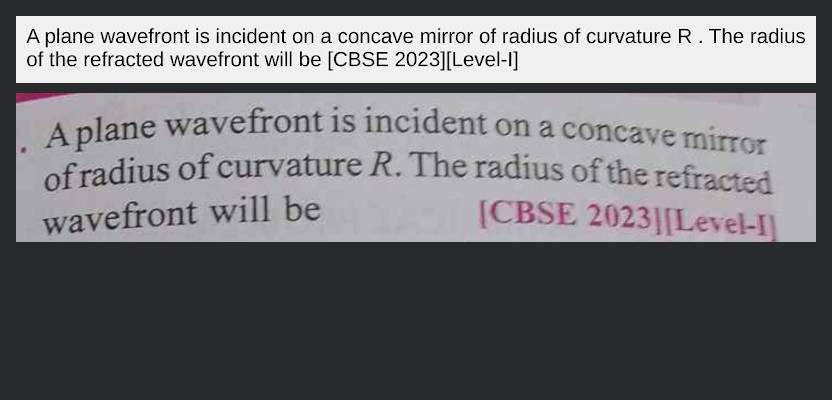 A plane wavefront is incident on a concave mirror of radius of curvature