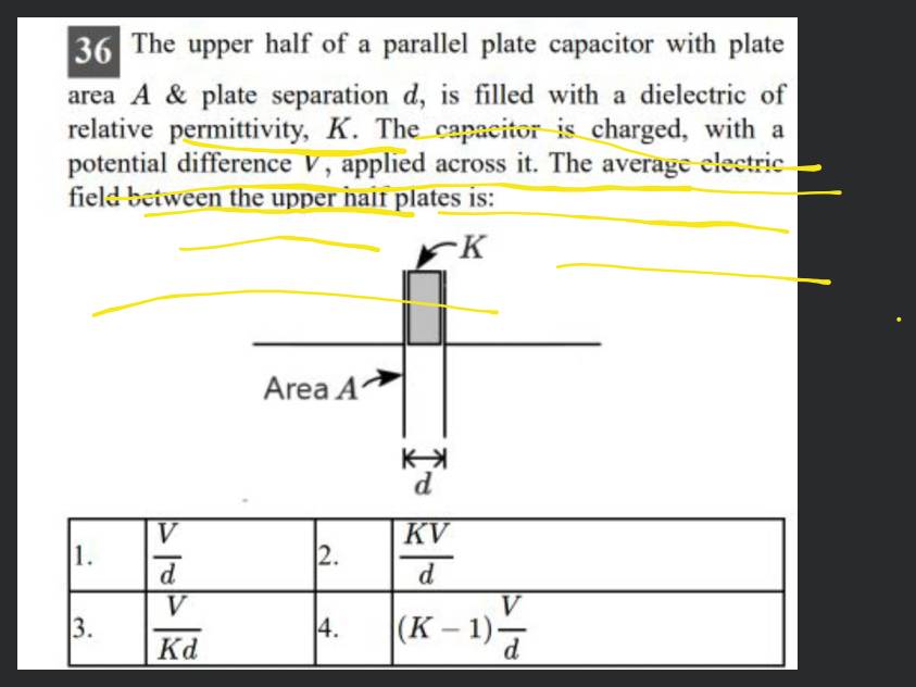 36 The upper half of a parallel plate capacitor with plate area A \& plat..