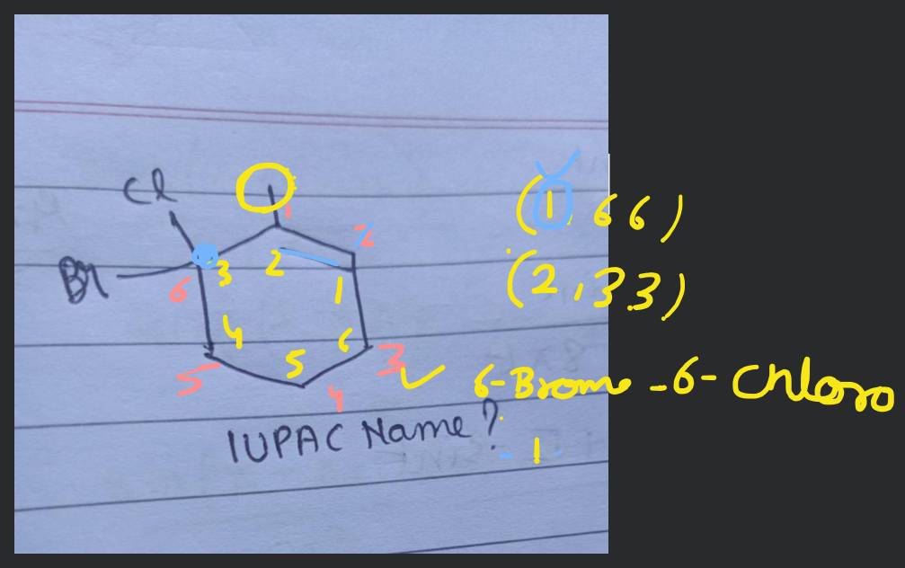 CC1=CCCCC1(Cl)Br IUPAC Name? | Filo