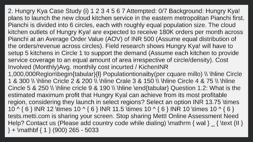 Hungry Kya Case Study (i) 1 2 3 4 5 6 7 Attempted: 0/7 Background: Hungr..