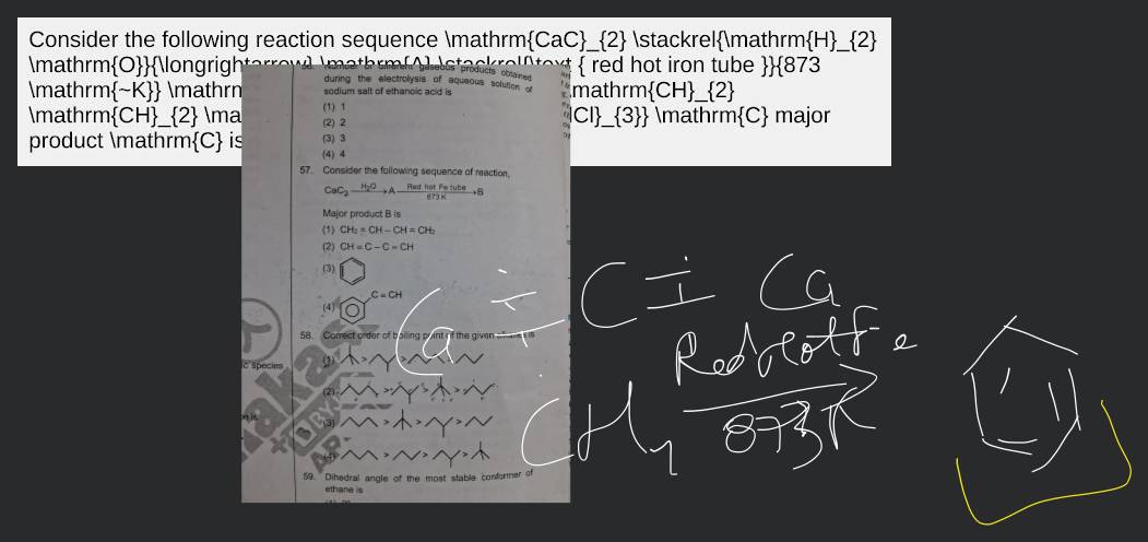 Consider the following reaction sequence \mathrm{CaC}_{2} \stackrel{\math..