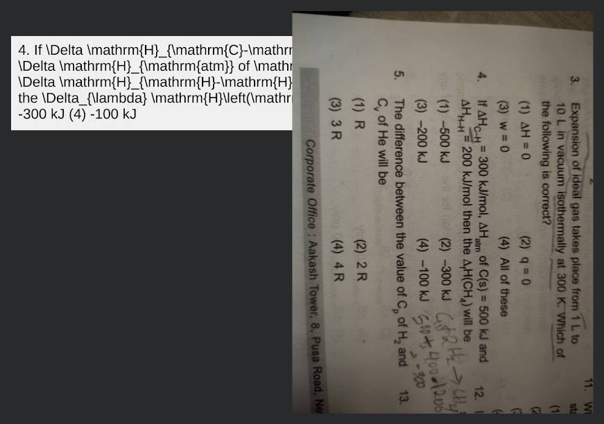 4. If \Delta \mathrm{H}_{\mathrm{C}-\mathrm{H}}=300 \mathrm{~kJ} / \mathr..