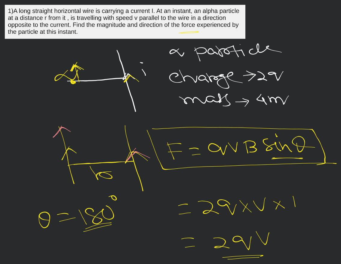 A long straight horizontal wire is carrying a current I. At an instant, a..