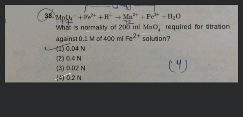 \mathrm{MnO}{4}^{-}+\mathrm{Fe}^{2+}+\mathrm{H}^{+} \rightarrow \mathrm{M..