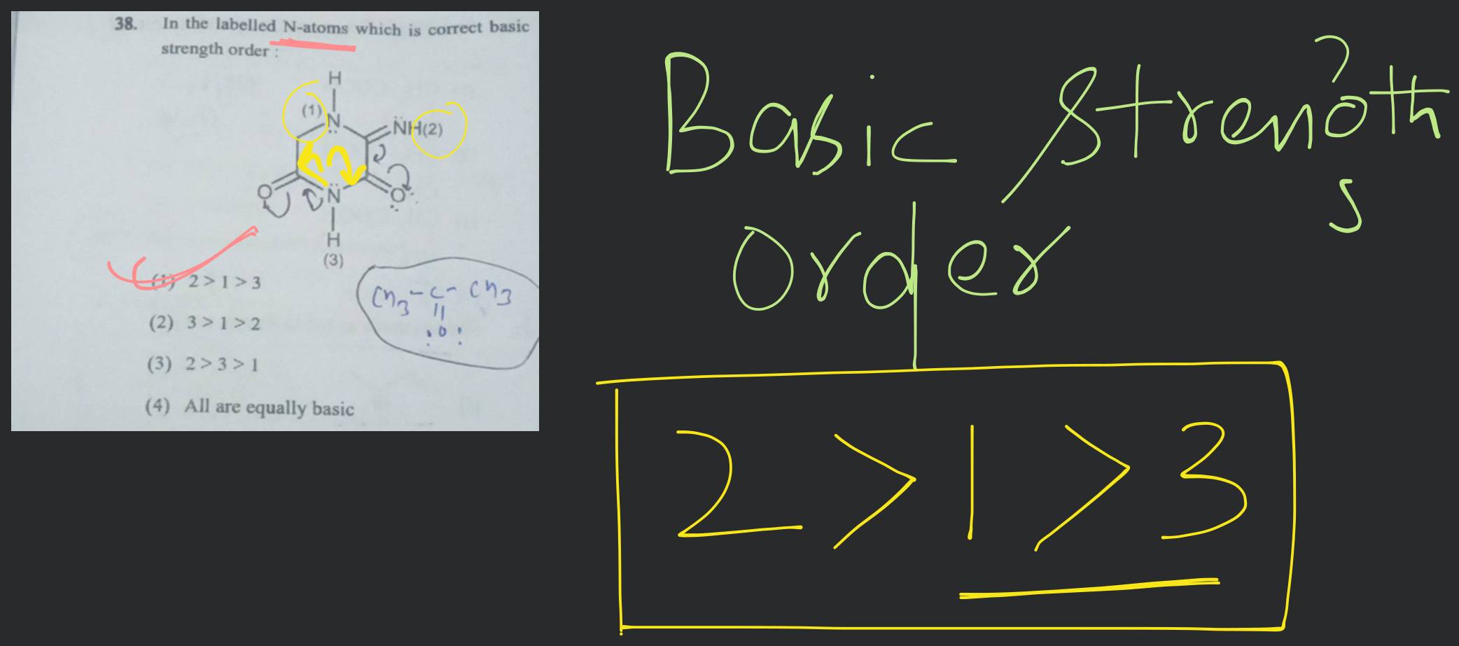 In the labelled N -atoms which is correct basic strength order : N=C1NCC(..