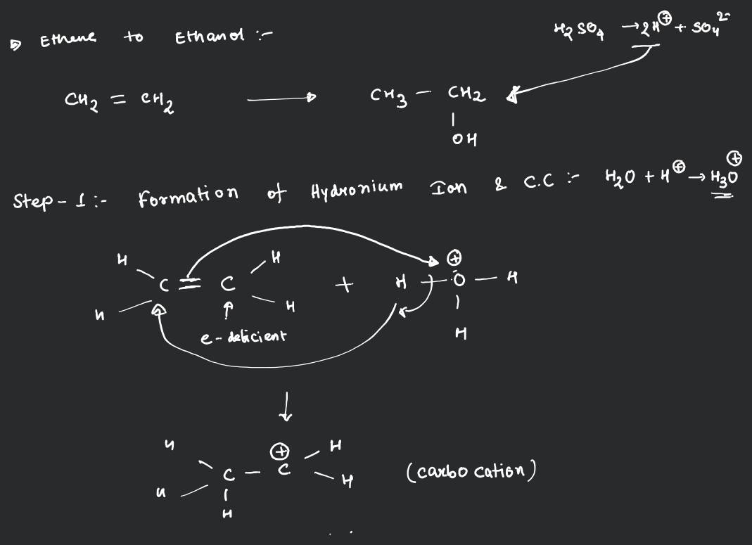 [11. Write the mechanism of hydration of ethene to form ethanol. [CBSE 20..