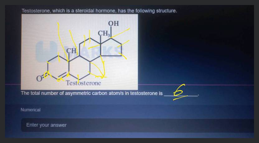 Testosterone, which is a steroidal hormone, has the following structure...
