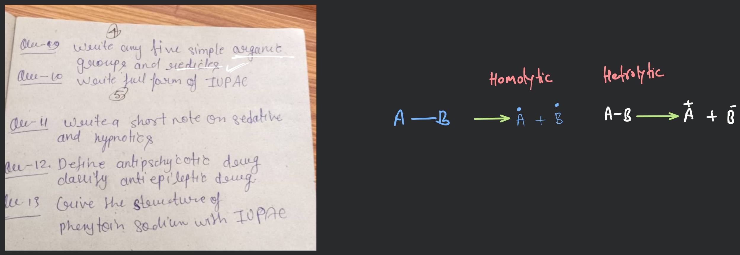 (4)Qu-c Write any five simple argance groupe and rediclesAue-10 write