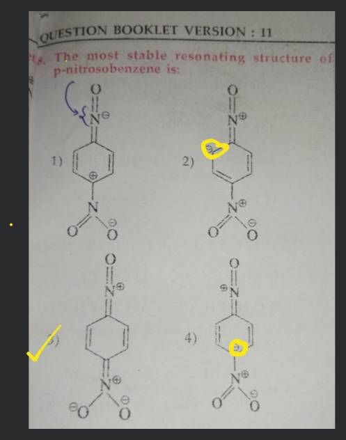 QUESTION BOOKLET VERSION : 118. The most stable resonating structure of