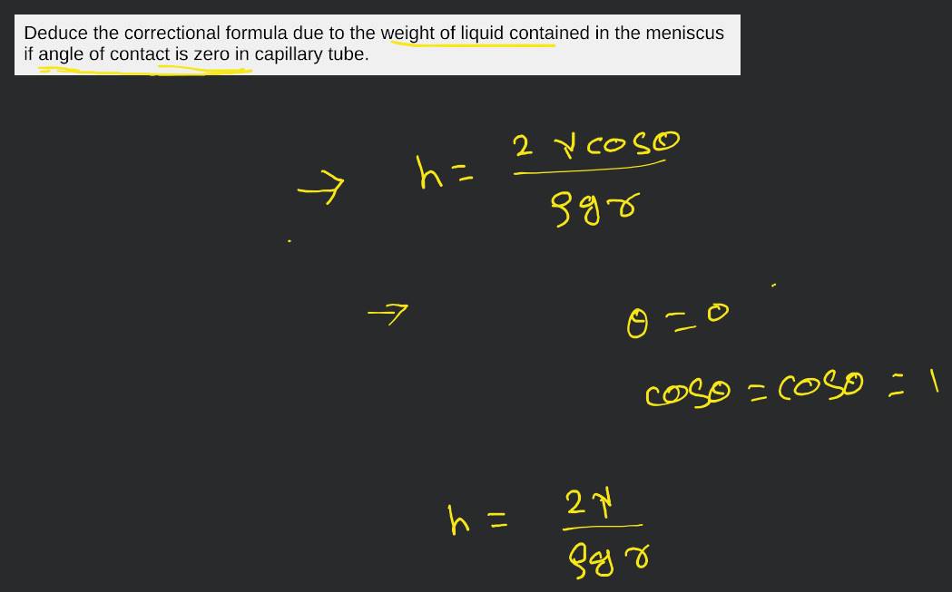 Deduce the correctional formula due to the weight of liquid contained in