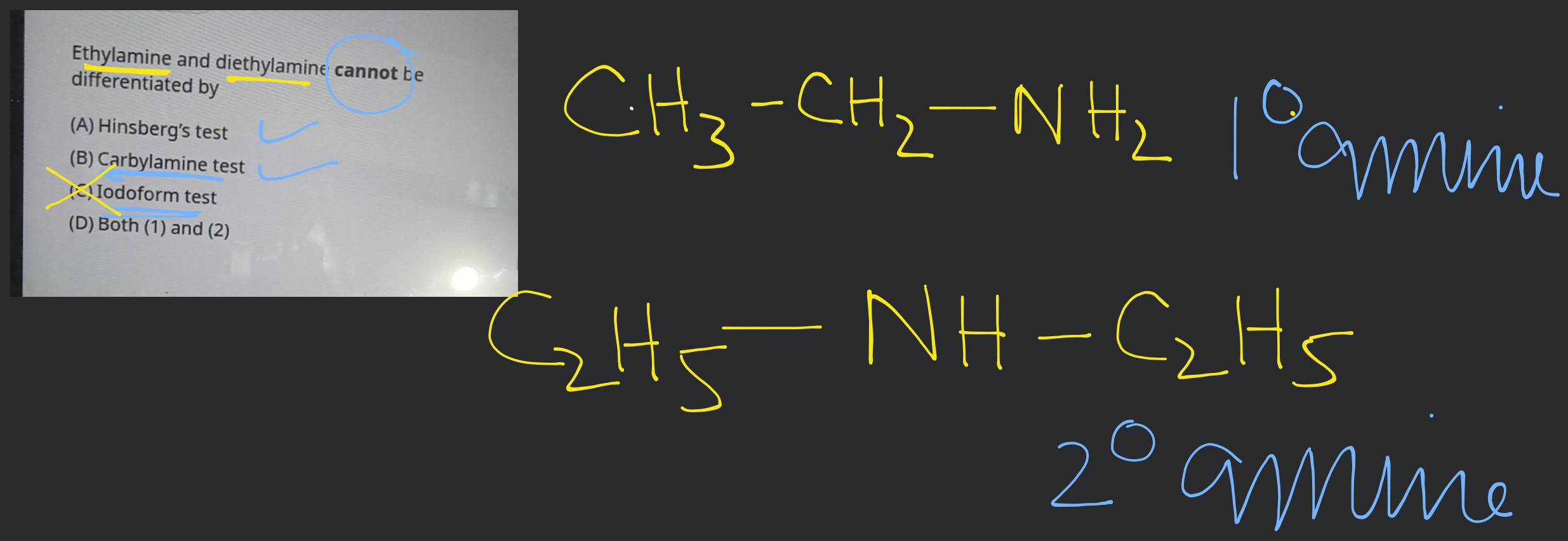 Ethylamine and diethylamine cannot be differentiated by | Filo