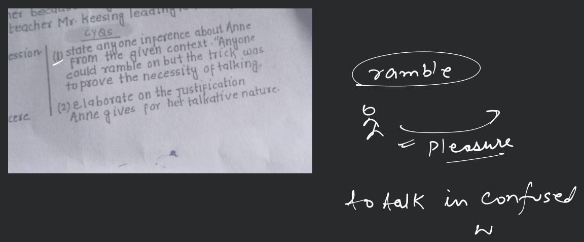 teacher Mr. Keesing leadingCYQS(I) State any one inference about Anne f..