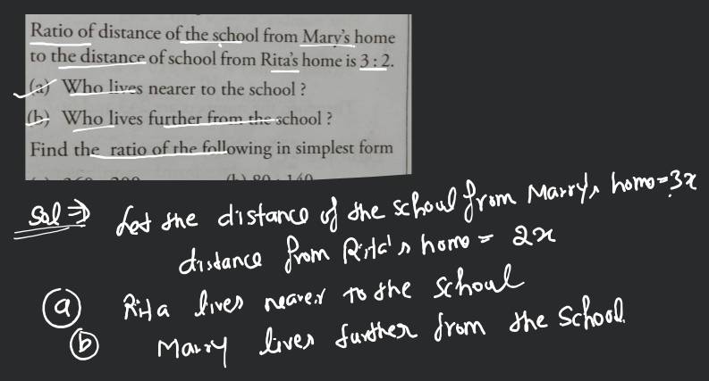Ratio of distance of the school from Mary's home to the distance of schoo..