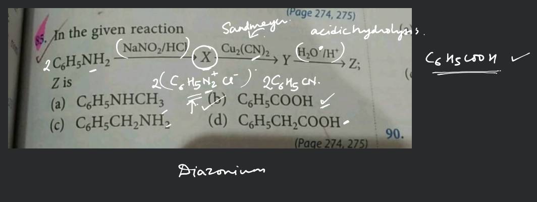 In the given reaction \mathrm{C}{6} \mathrm{H}{5} \mathrm{NH}{2} \xright..