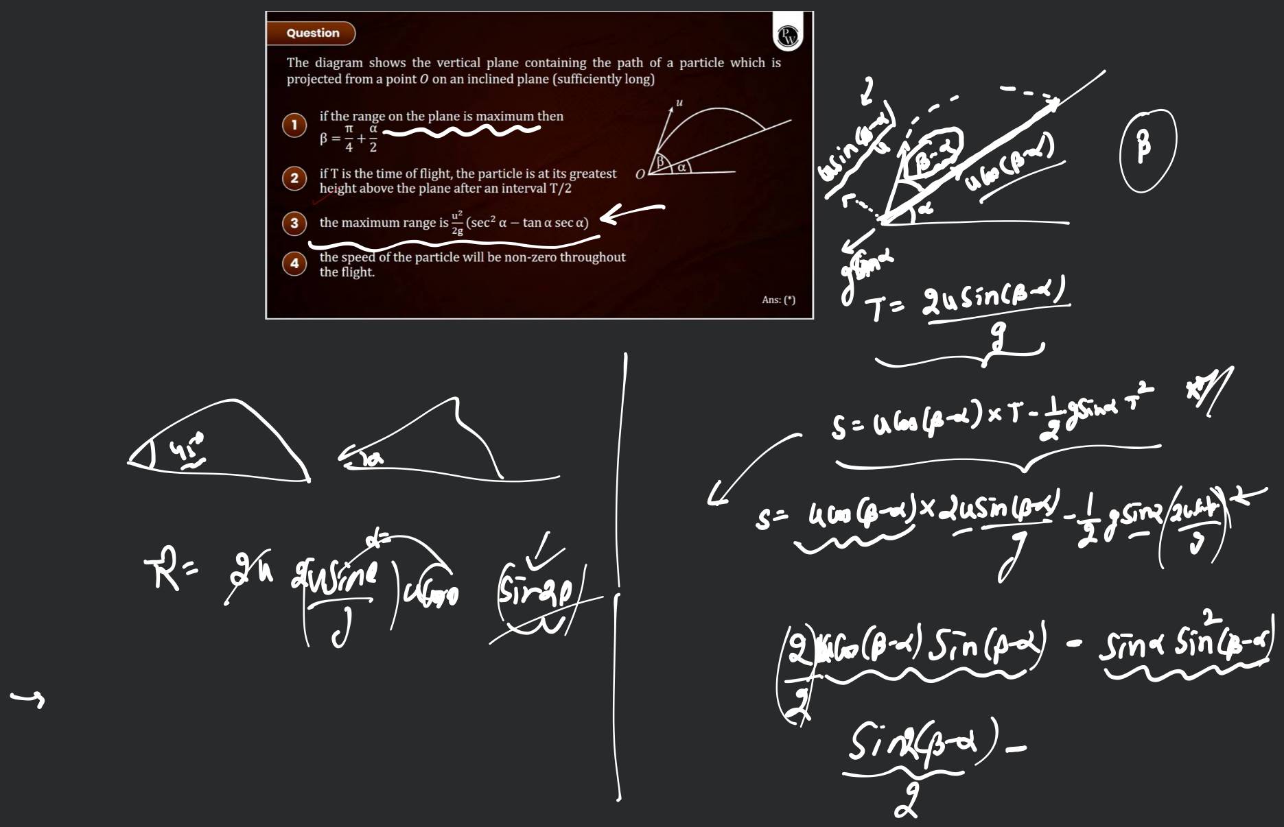 QuestionThe diagram shows the vertical plane containing the path of a pa..