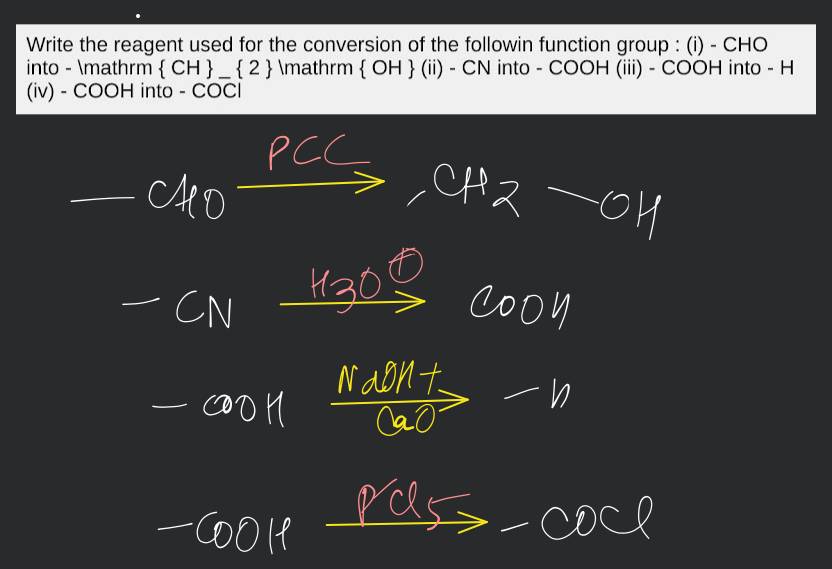 Write the reagent used for the conversion of the followin function group