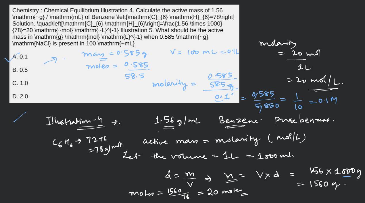 Chemistry : Chemical Equilibrium Illustration 4. Calculate the active mas..