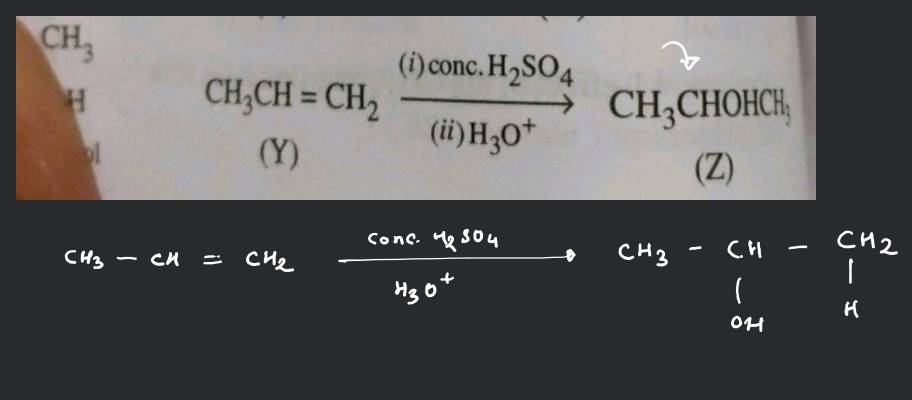 \[\mathrm{CH}_{3} \mathrm{CH}=\mathrm{CH}_{2} \xrightarrow[\text { (Y) }..