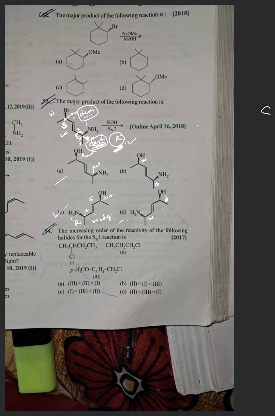 U2. The major product of the following reaction is : [2018] NaOMeMeOH