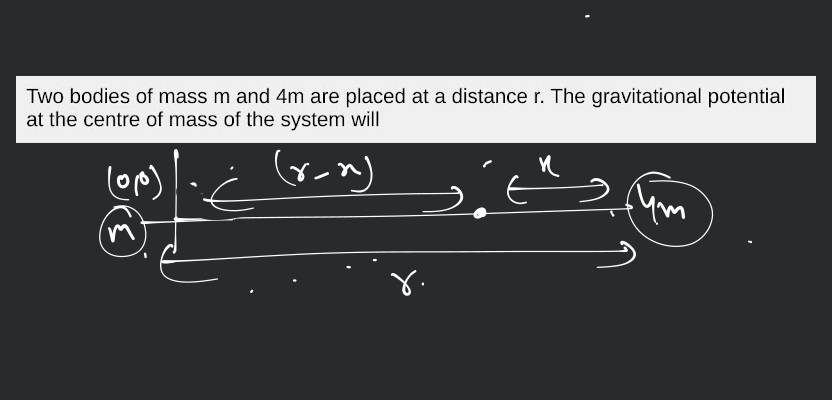 Two bodies of mass m and 4m are placed at a distance r. The gravitational..