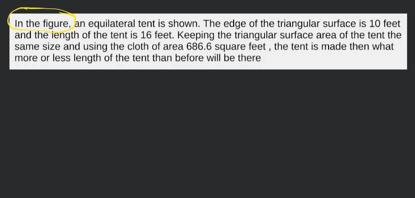 In the figure, an equilateral tent is shown. The edge of the triangular s..