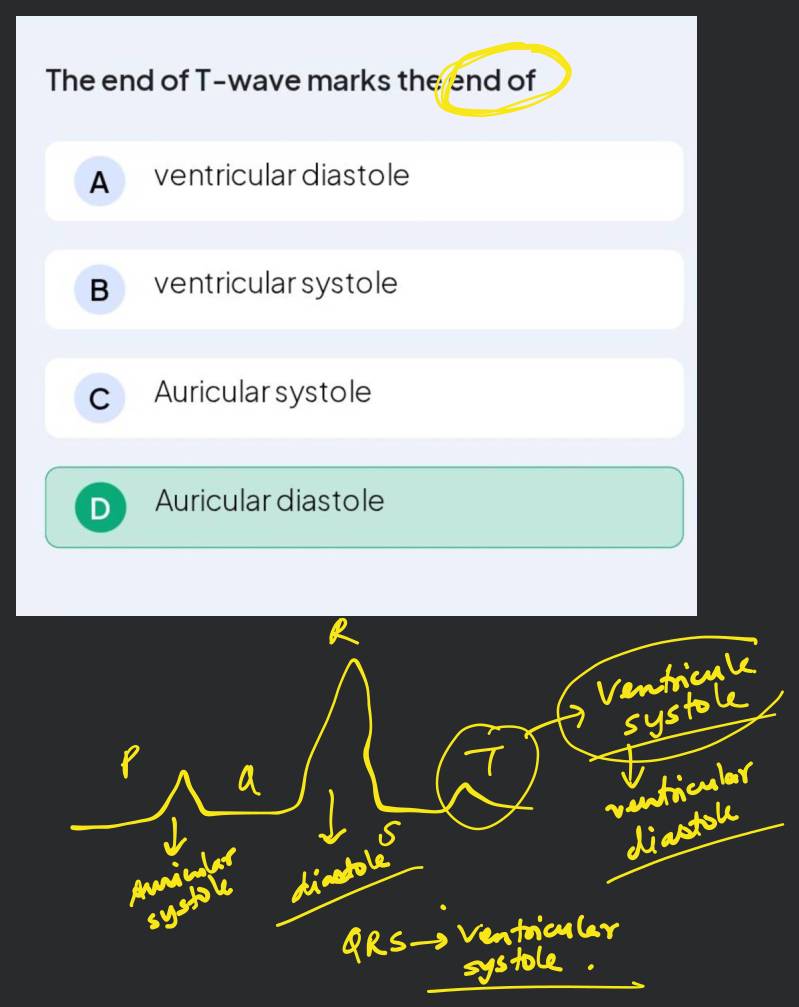 The end of T-wave marks the end ofA ventricular diastoleB ventricular..