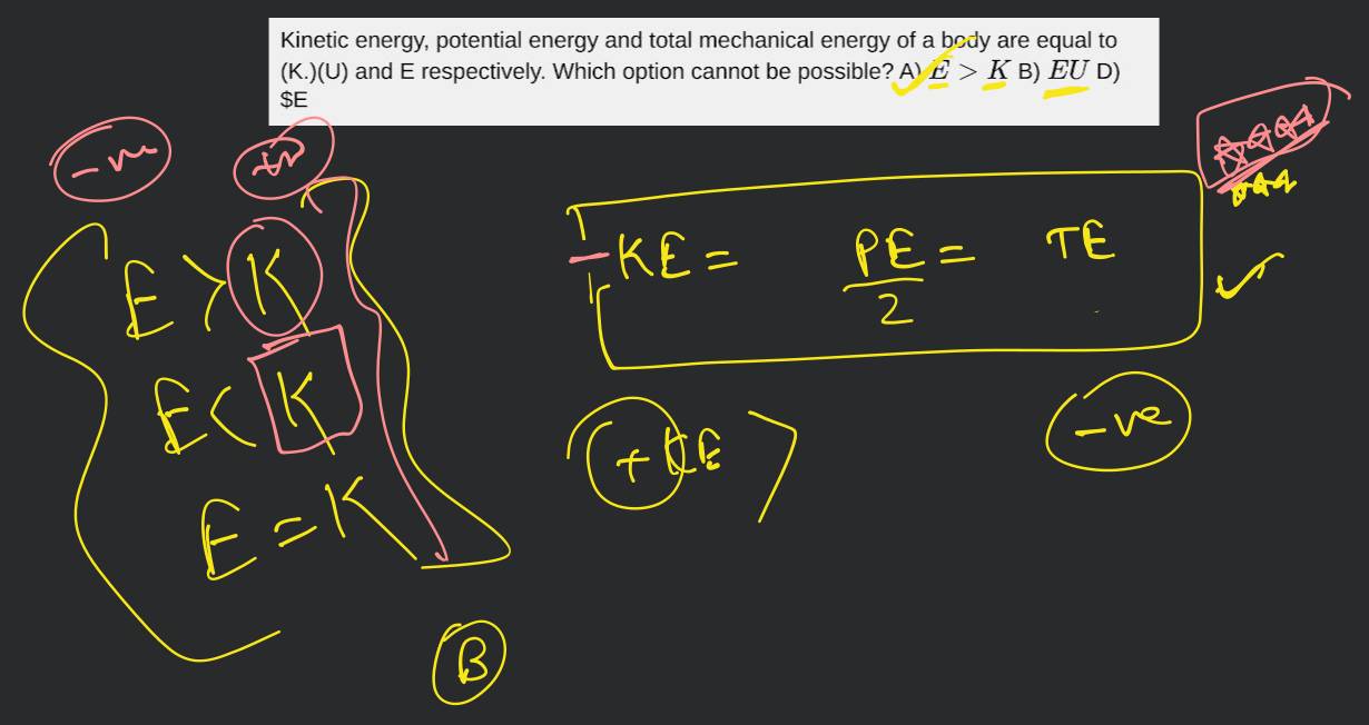 Kinetic energy, potential energy and total mechanical energy of a body ar..