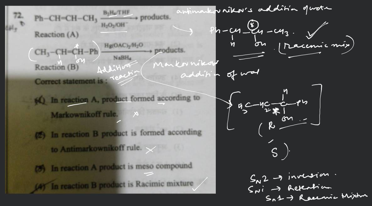 72 . \mathrm{Ph}-\mathrm{CH}=\mathrm{CH}-\mathrm{CH}{3} \xrightarrow[\mat..