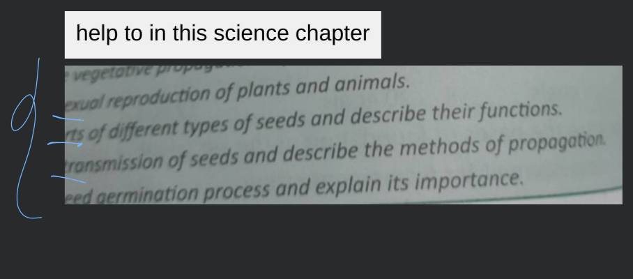 exual reproduction of plants and animals. rts of different types of seeds..