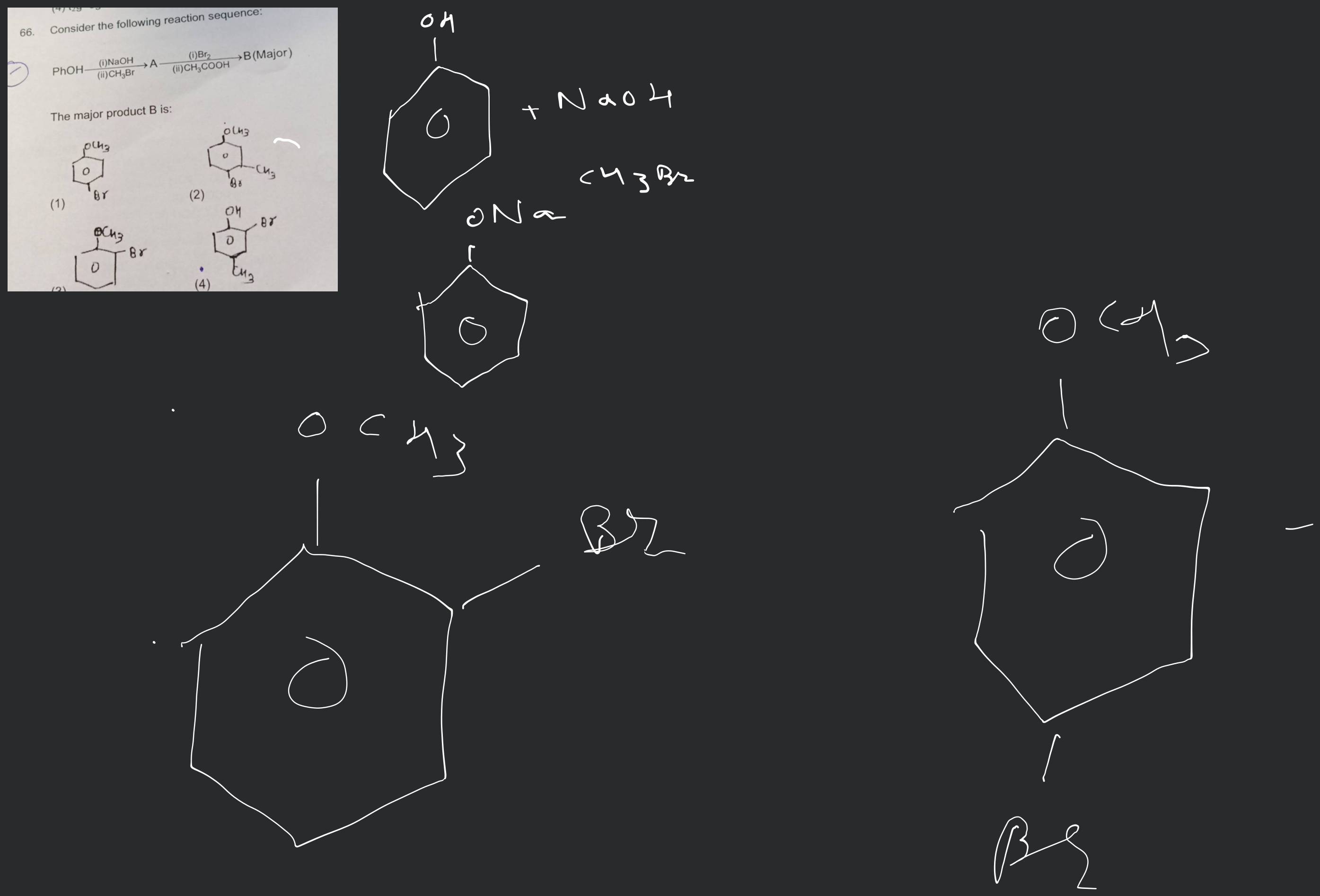 Consider the following reaction sequence: \[ \mathrm{PhOH} \xrightarrow[\..