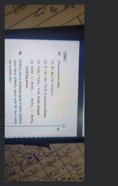 English 87. Choose correct order : | Filo
