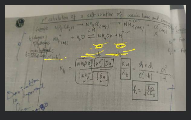 pH calculation of a salt solution of weak base and strong Example NHy s h..