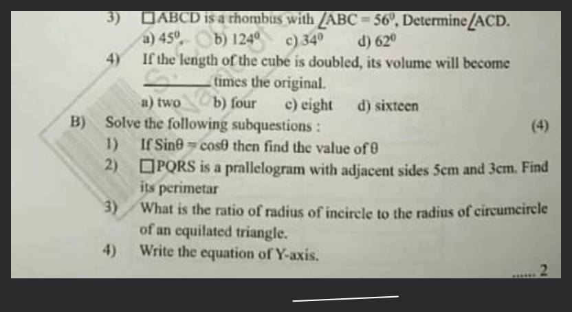 times the original. a) two b) four c) eight d) sixteen B) Solve the foll..