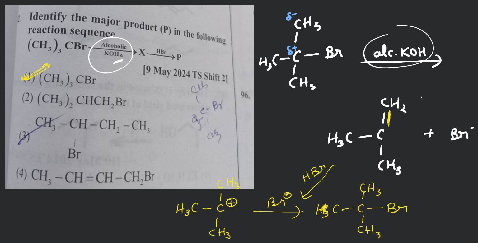 Identify the major product ( P ) in the following reaction sequence\[\l..