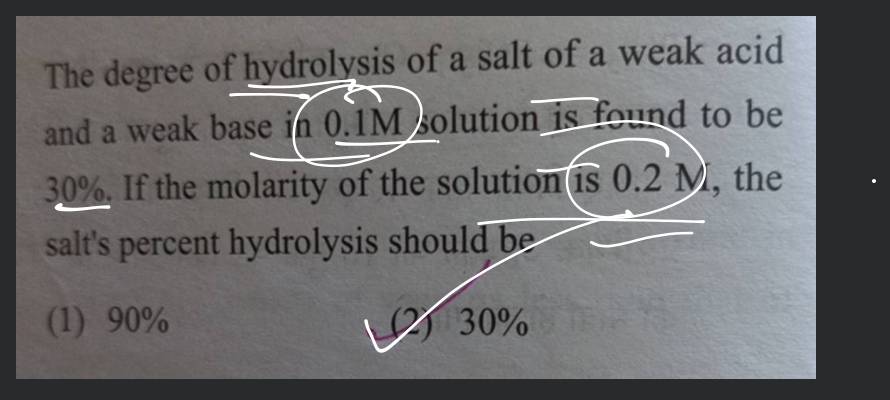 The degree of hydrolysis of a salt of a weak acid and a weak base in 0.1