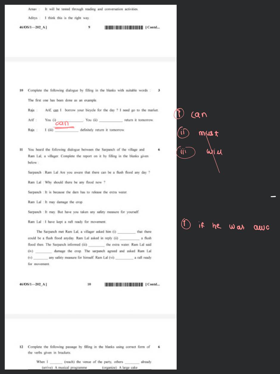 10 Complete the following dialogue by filling in the blanks with suitable..