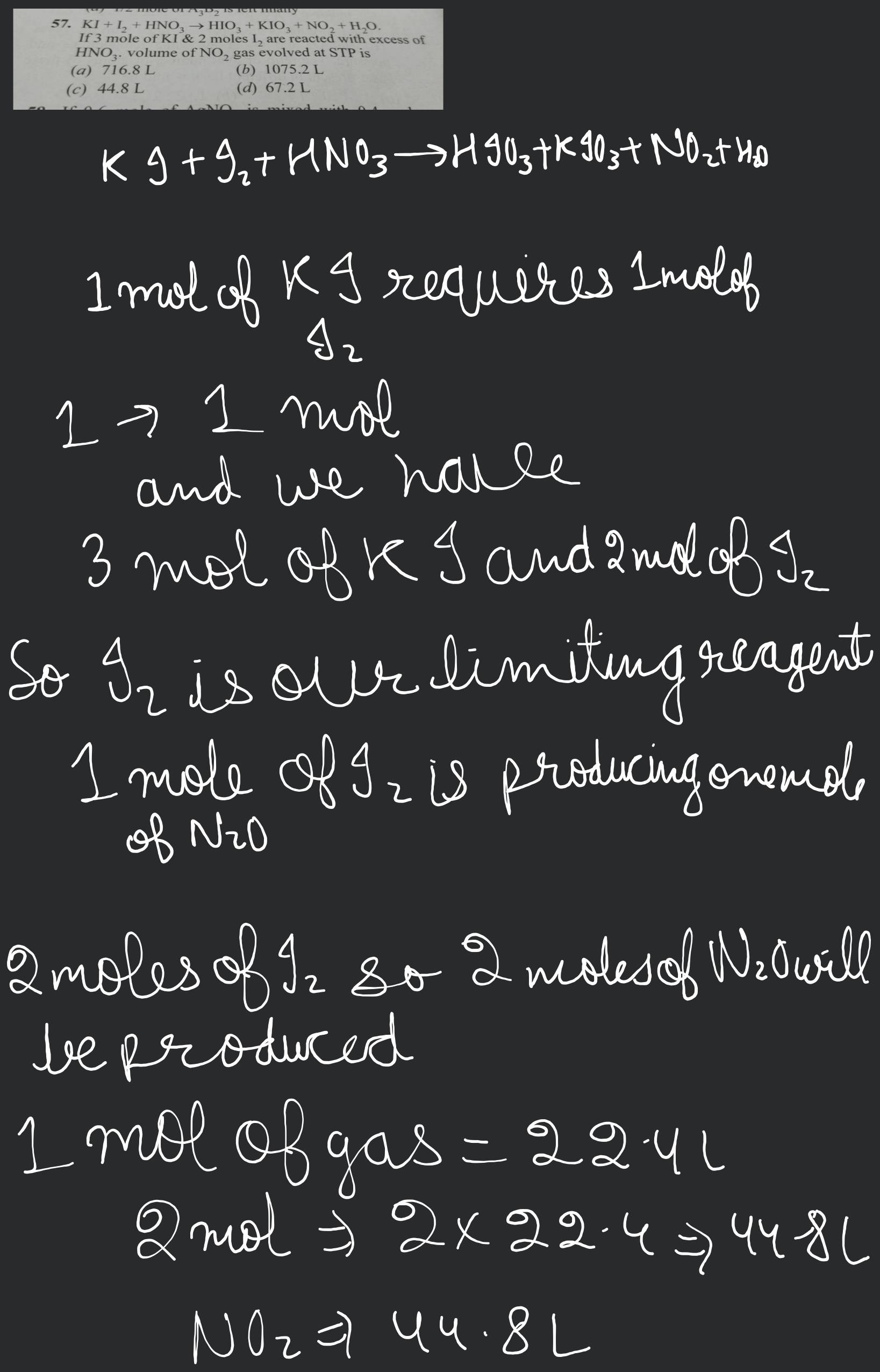 \mathrm{KI}+\mathrm{I}{2}+\mathrm{HNO}{3} \rightarrow \mathrm{HIO}{3}+\ma..