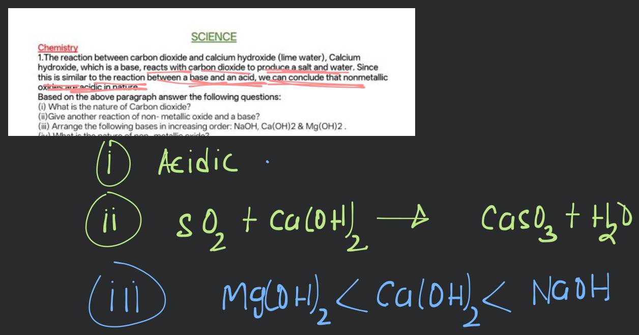 SCIENCEChemistry1.The reaction between carbon dioxide and calcium hydro..
