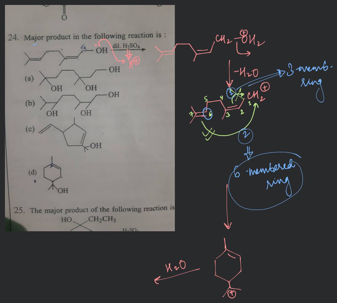 Major product in the following reaction is: dil. H2SO4 OH OH (a) x OH OH