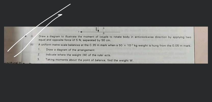 (i) Draw a diagram to illustrate the moment of couple to rotate body in a..