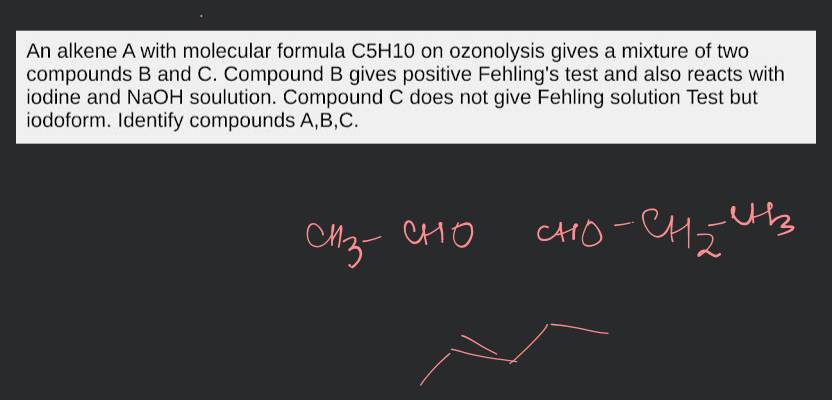 An alkene A with molecular formula C5H10 on ozonolysis gives a mixture of..
